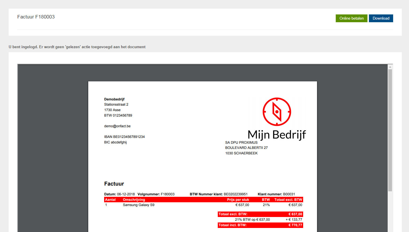 Factuur maken met onFact