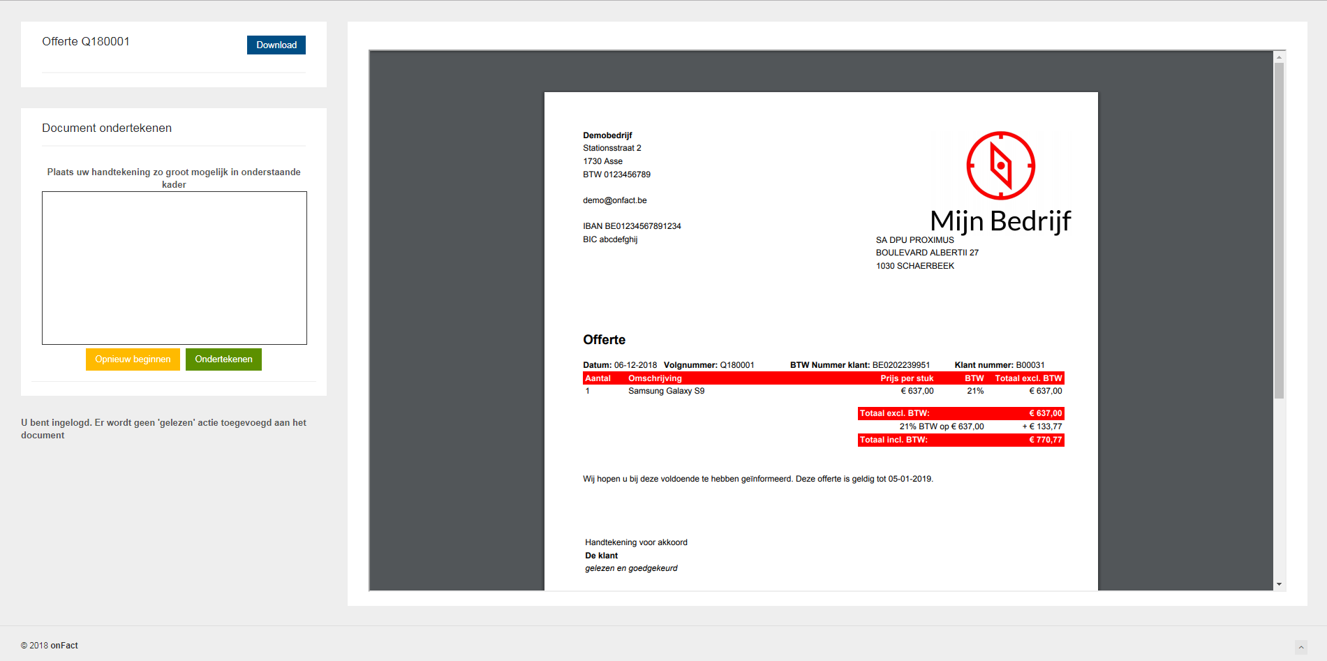 Offerte maken met onFact