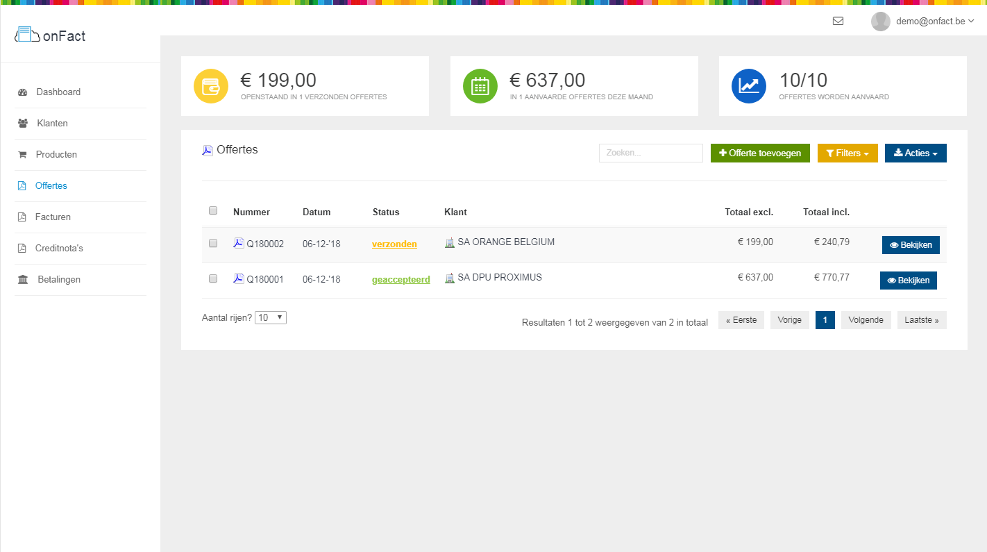 Offerte maken met onFact